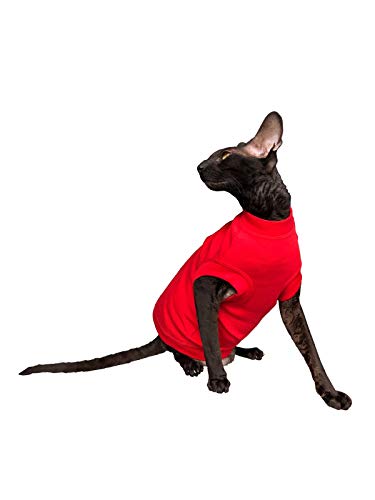 Kotomoda Sphynx Cat's Turtleneck Maxi InRed Naked Cat Hairless Cat Clothes (M)