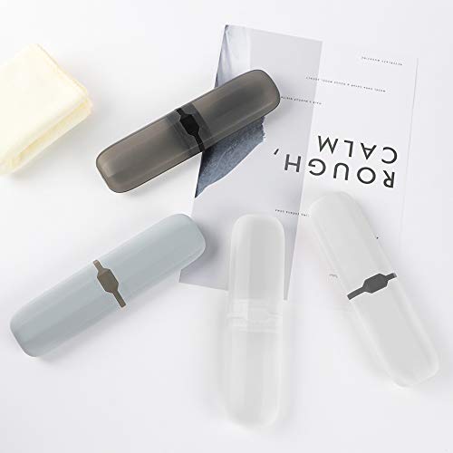Travel Toothbrush Case Box, Plastic Portable Toothbrush Holder, Capsule Oran Denture Care Container, Denture Brush Case Toothpaste Storage Box for Travel Camping Business(2 Pcs, Transparent White )