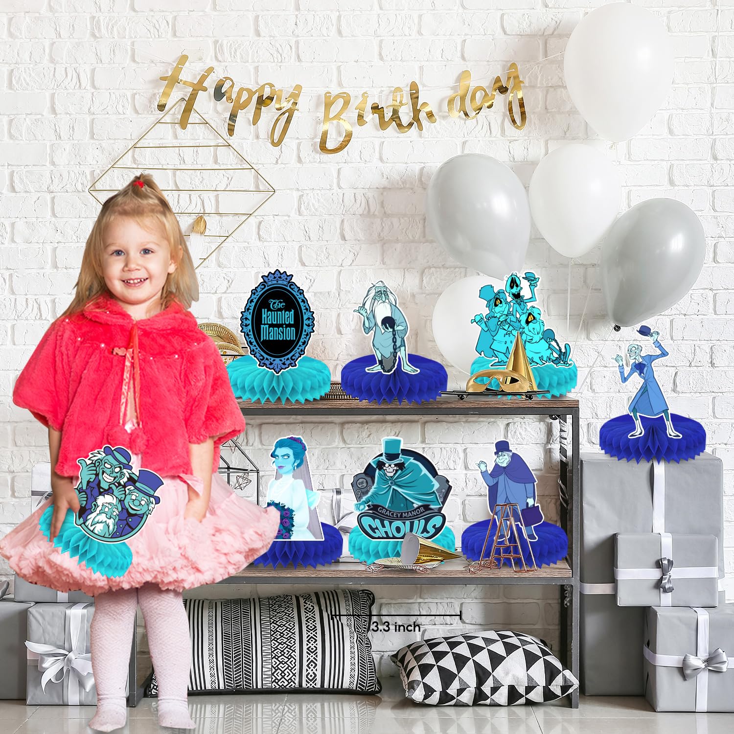 8pcs Birthday Party Decorations Table Centerpiece, Halloween Party Decorations Blue Green Ghost Halloween Honeycomb Centerpieces for Halloween Party