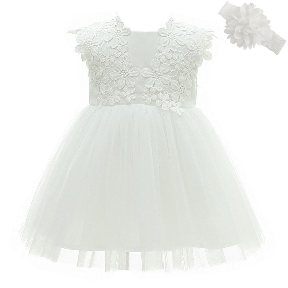 Coozy Baby Girls Dress Infant Princess Christening Baptism Party Birthday Formal Dress (Ivory (Style 2), 3M/0-6months)