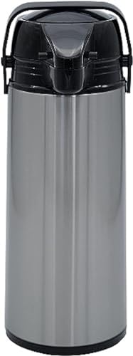 Airpot Coffee Dispenser with Easy Push Button Stainless Steel Double-Wall Vacuum Insulated Thermos Effectively Keeps Beverages Hot or Cold