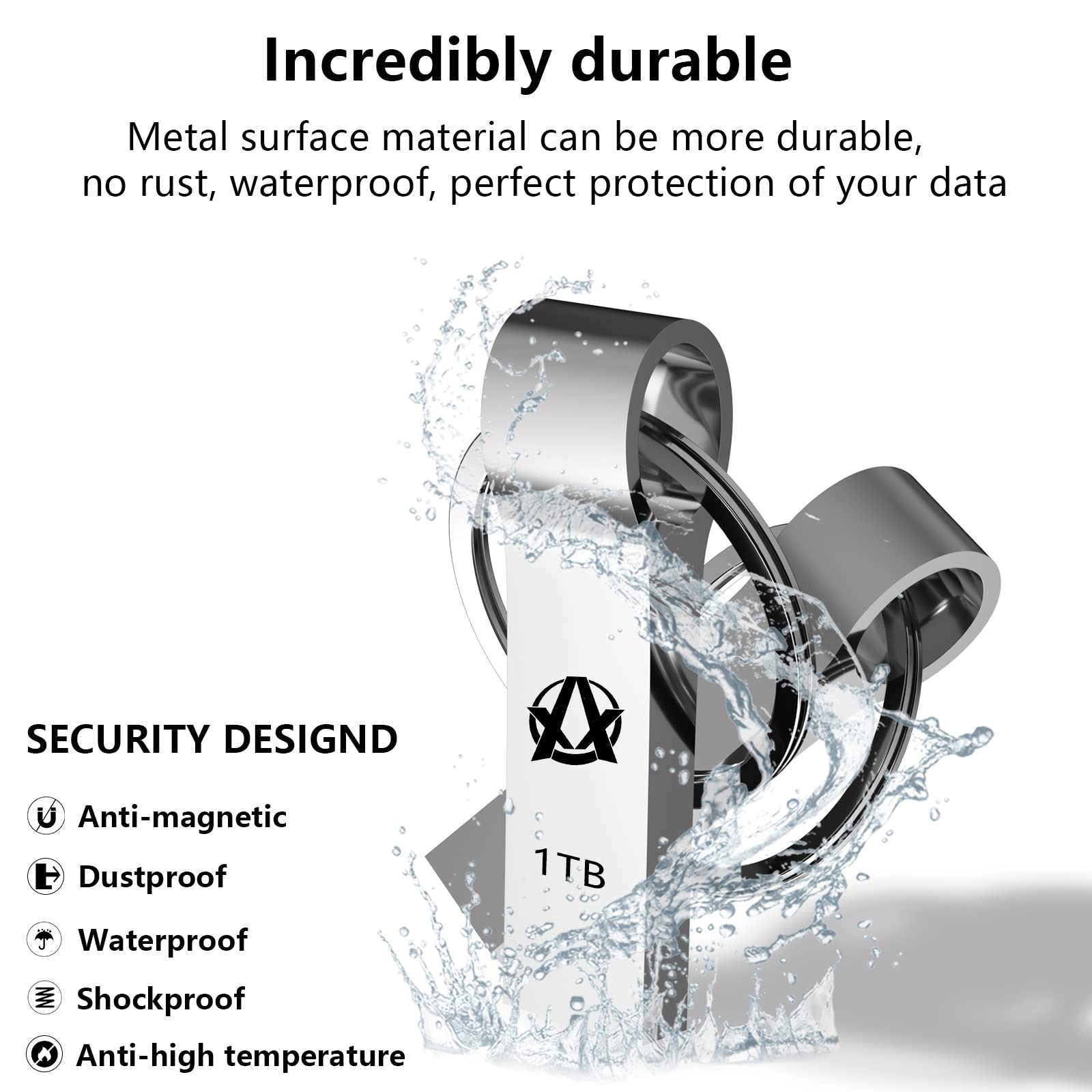 Ahinsoa USB Flash Drives 1TB, Portable Thumb Drive- High Speed USB Drive Memory Stick Ultra Large Data USB Stick 1000GB Storage, Waterproof Jump Drive Pen Flashdrive with Keychain