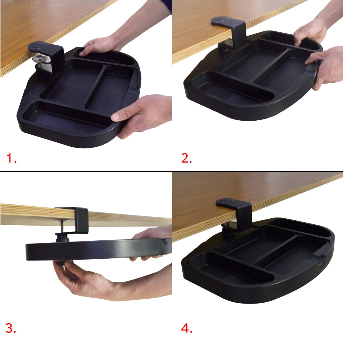ApexDesk Clamp-On Under Desk 360-Degree Swivel Drawer - Perfect Office Storage Accessory For Your Existing Standing Desk (Clamp-On Desk Drawer - White)