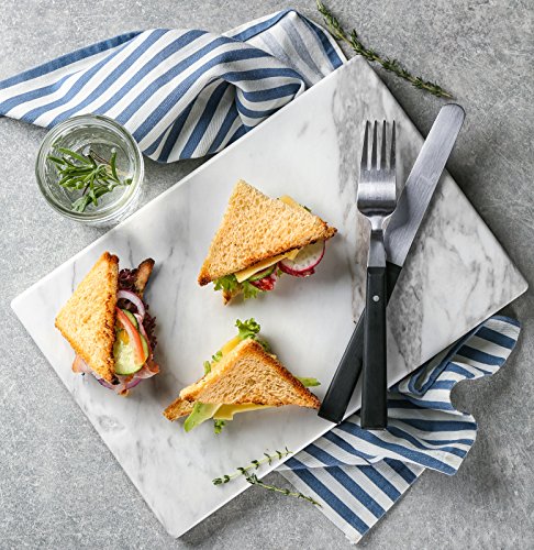 Greenco Marble Cutting Board, 8 x 12, White Marble | Meat Cutting Boards, Fruit&Cheese Board, Butcher Block | Over-the-Sink, Dishwasher Safe Chopping Board Kitchen Set | Large Kitchen Serving Tray