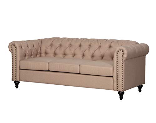 Kingway 3pcs Living Room Fabric Couch Sofas, 5 SEAT, Beige