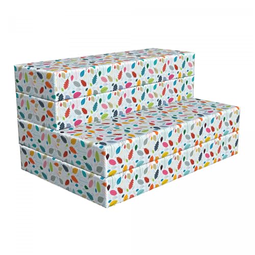 Ambesonne Autumn Foldable Mattress, Colorful Various Leaf Types, 74.8" x 39.4", Pale Blue Multicolor