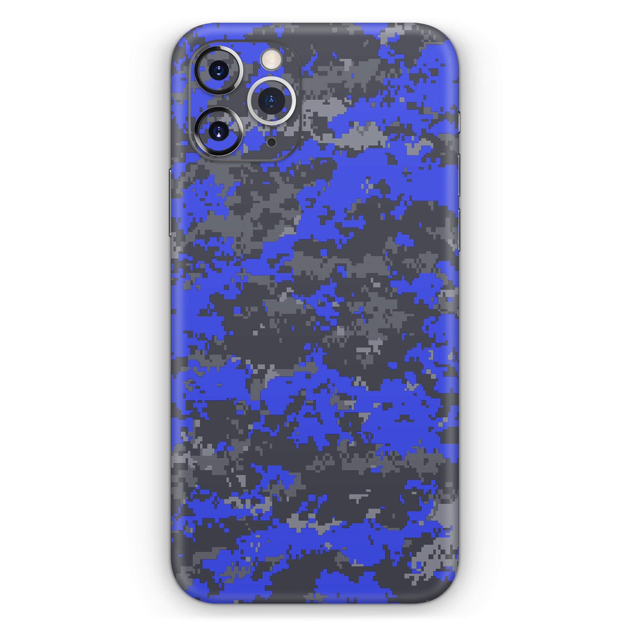 Design Skinz Bright Royal Blue and Gray Digital Camouflage Protective Vinyl Decal Wrap Skin Cover Compatible with The Apple iPhone 11 Pro Max (Screen Trim & Back Glass Skin)
