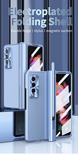 Case with S Pen for Samsung Galaxy Z Fold 3 5G 2021 with Removable Hinge Protection Holder and Built-in Camera Lens Protector and Front Screen Protector