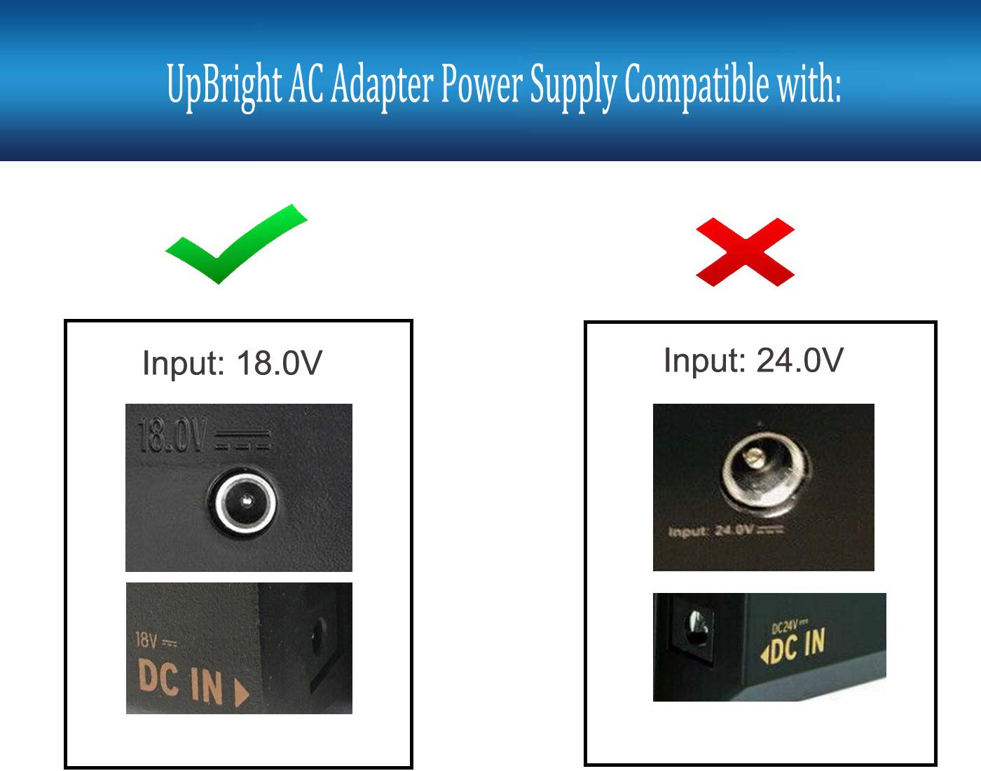 UpBright 18V AC/DC Adapter Compatible with Klipsch R-4B R4B RSB-6 RSB6 RSB-8 RSB8 Reference Bluetooth Wireless Soundbar DYS650-180280W-1 DYS650-180280-16406 DYS 2.8A Power Supply (NOT for Subwoofer)