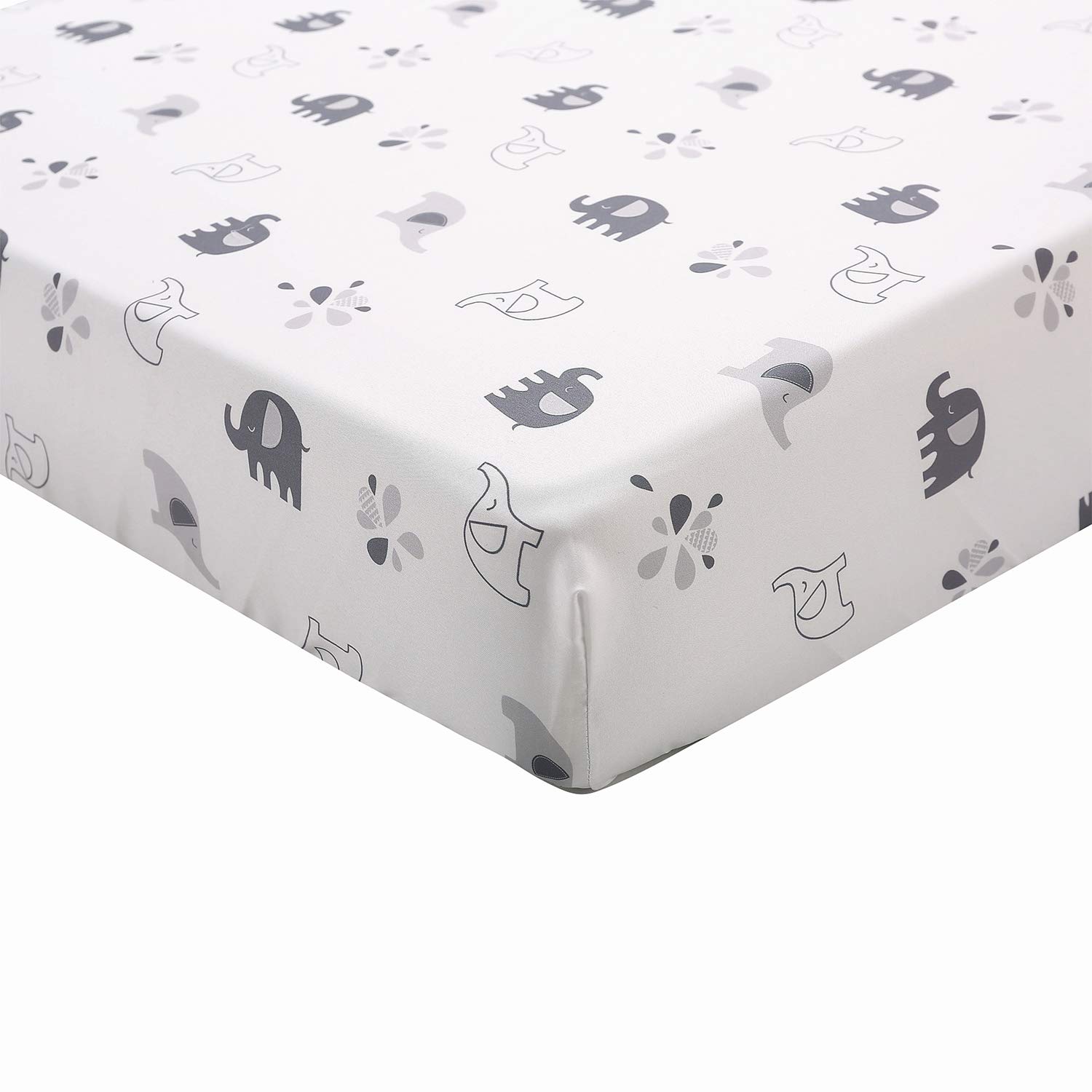 4piece Elephant Nursery Bedding Baby boy Crib Bedding Set Toddler Bedding Microfiber Embroidered Grey | Crib Comforter, Fitted Sheet, Dust Ruffle,Blanket