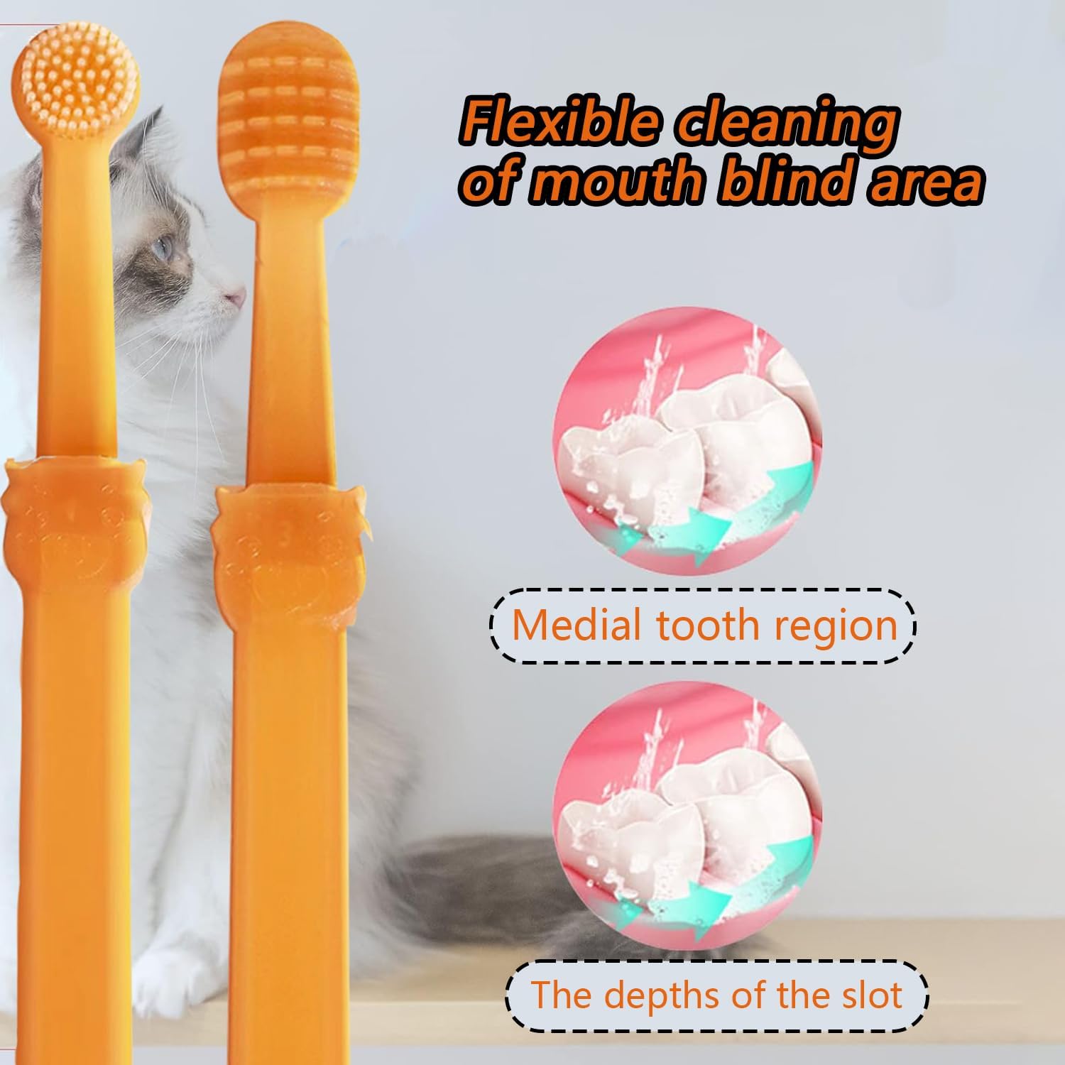 2Pcs Small Dog & Cat Toothbrush Kit with Storage Box, Soft Silicone Cat Dog Tooth Brushing Kit, Tongue Cleaner for Pet Tooth Brushing | Easy to Handle | Deep Clean for Toothbrush for Dogs Small Breed