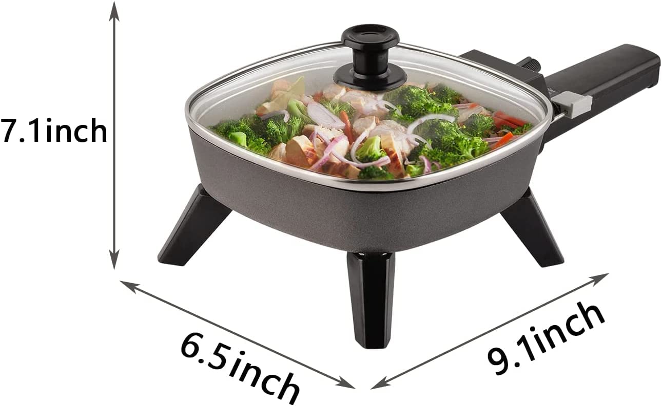 6-inch Small Electric Skillet - with glass lid - Serves 1 to 2 People