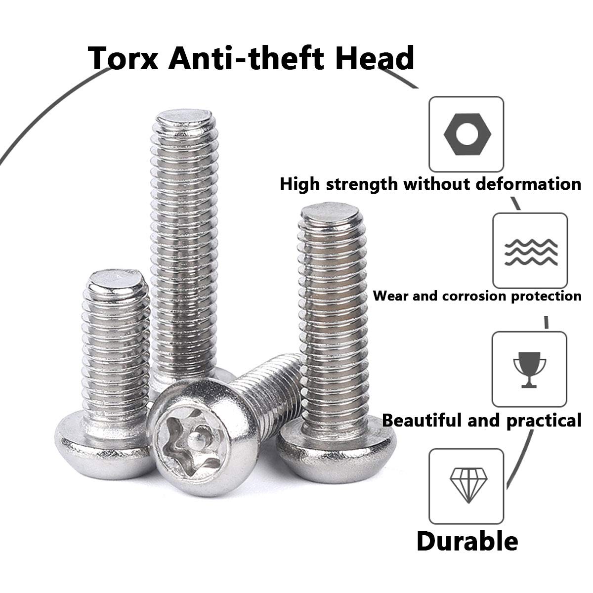 M6x16mm Stainless Steel Button Head Torx Security Anti Theft Screws(20Pcs)
