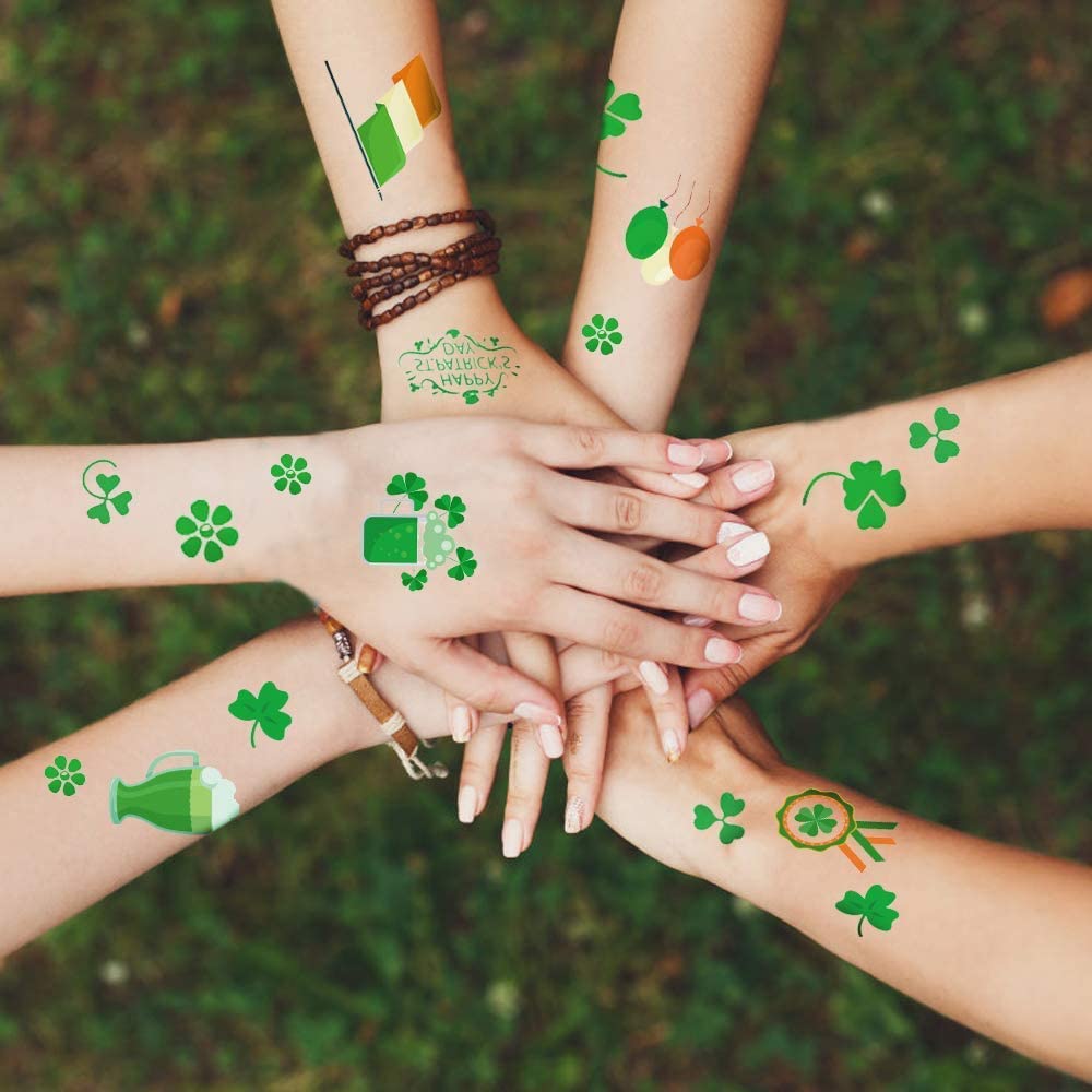 St. Patrick's Day Green Shamrock Tattoos Irish Shamrock Tattoos for Party Parade Family School