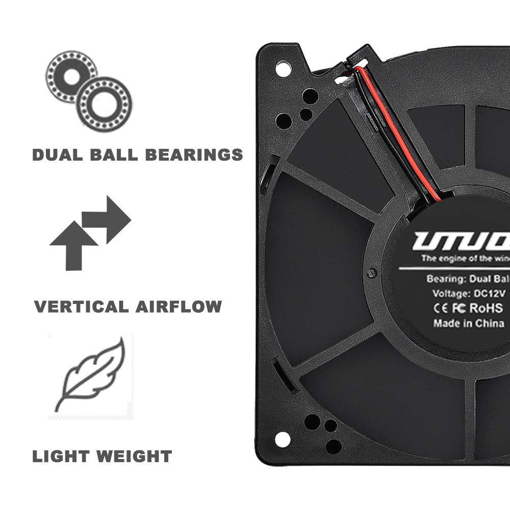 UTUO Variable Speed Blower Fan, 110V 120V 220V AC Powered 120mm x 32mm air Exhaust Vent Cooling Radial Centrifugal Flow Adjustable Centrifugal Blower Fan with 3 to 12v DC Speed Control Dimmer Switch