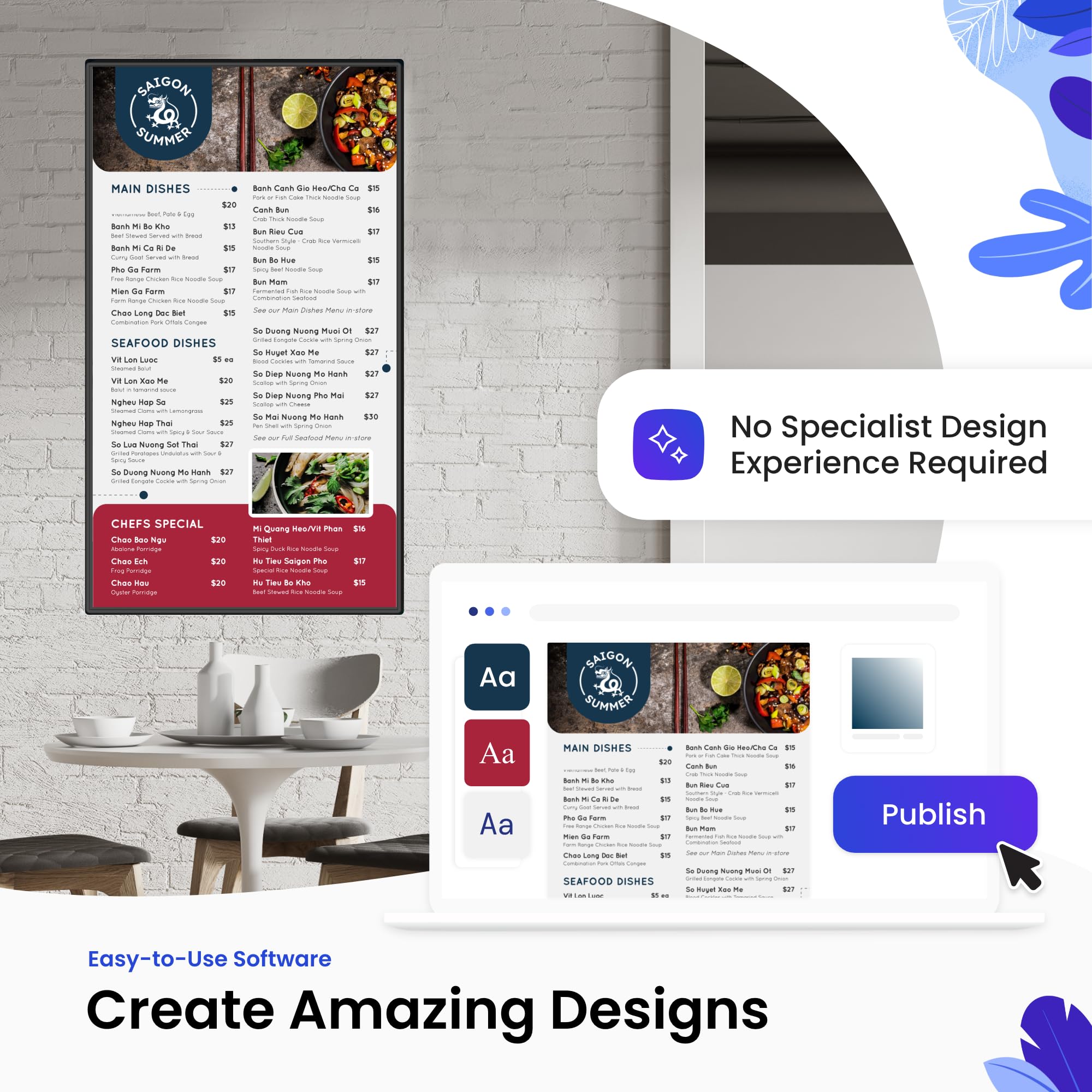 Mandoe Premium Digital Signage Displays - Digital Signage Player for Digital Menu Board, Electronic Menu Board and Digital Message Board. World-Class Templates & Easy To Use Setup