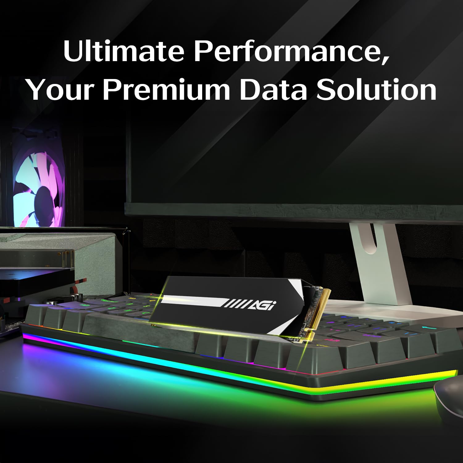 AGI 512GB AI818 PCIe NVMe M.2 Gen4x4 SLC Cache 3D TLC NAND Flash Internal Solid State Drive SSD with Heat Sink (R/W Speed up to 5000/2700 MBs)