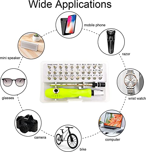 32 In 1 Small Screwdriver Set, Mini Magnetic Screwdriver Set – Contains 30 Bits Precision Repair Tool Kit, Torx Screwdriver Tool Sets for Eyeglass, Watch, Phones, Laptop, Computers, Toys