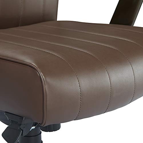 La-Z-Boy Bennett Modern Executive Lumbar Support, Rich Wood Inlay, High-Back Ergonomic Office Chair, Bonded Leather, Brown 26D x 26.25W x 39.75H in