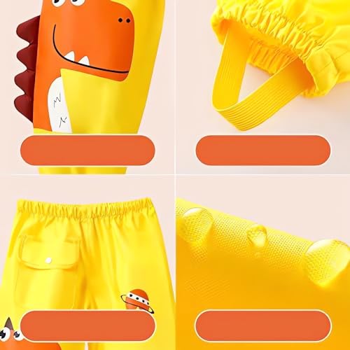 Toddlers Rain Waterproof Pants Little Boys Mud Dirty Proof Trousers Lightweight Hood Rain Poncho Kids Rain Suit Blue 1-2 Years