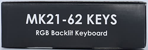 UK Layout 60% True Mechanical Gaming Keyboard Type C Wired 61 Keys LED Backlit USB Waterproof Keyboard 14 Chroma RGB Backlight Full Anti-ghosting Keys for Computer/PC/Laptop/MAC (White/Blue Switch)