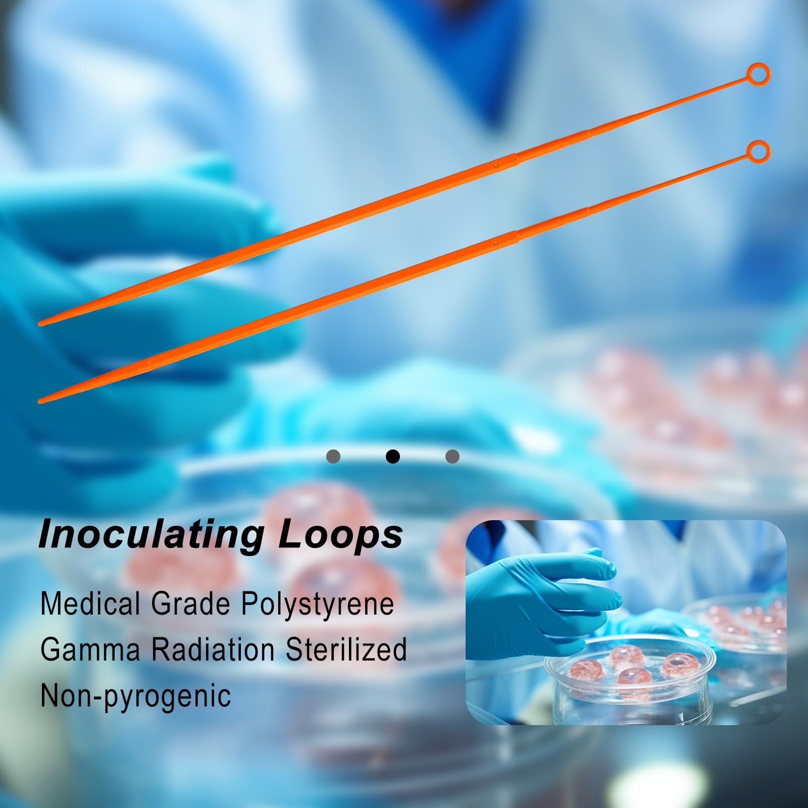 Biologix 25Pcs 10ul Disposable Inoculating Loop, Gamma Sterile Plastic Sampling Rod, Orange Polypropylene Inoculation Tool for Cell Biology and Scientific Lab Supplies, Aseptic Reusable Package