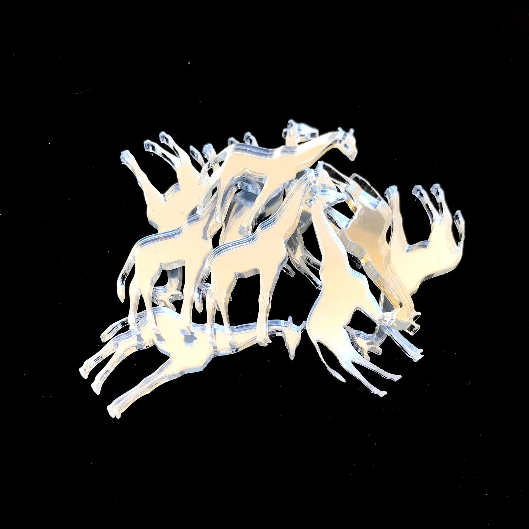 Super Cool Creations Giraffe Shaped Crafting Mirrors, Set of 10, Many Colours, Shatterproof Acrylic, Red Mirror, Pack of 10 x 8cm
