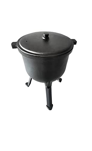 Cast iron pressure cooker-screw down lid-heavy duty material- straight cast iron-cookware-camping/outdoors-10L capacity, Black