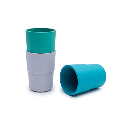 bobo&boo Plant-Based Cups for Kids β Melamine and BPA Free - Microwavable and Dishwasher Safe - Eco-Friendly Toddler Drinking Cup Set - LAGOON
