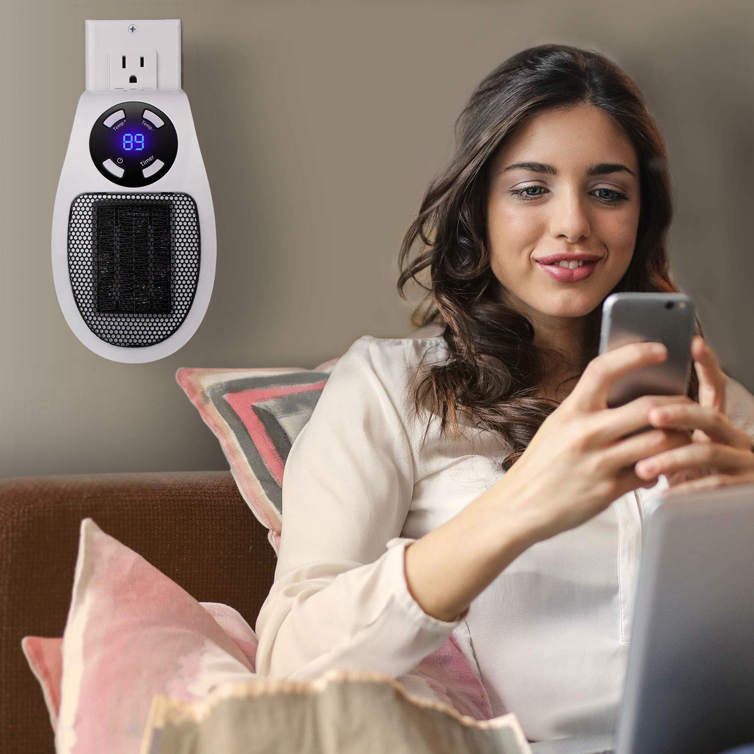 350W&450W Space Heater, Remote Wall Outlet Electric Space Heater as Seen on TV with Adjustable Thermostat and Timer and Led Display, Compact for Office Dorm Room