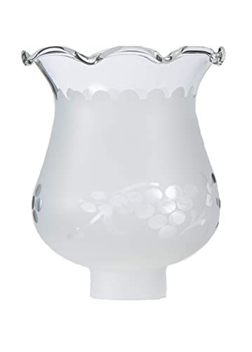 B&P Lamp 1 5/8 Inch Fitter Colonial Style Frosted and Etched Design Glass Lamp Shade for Vintage and Antique Style Lamps