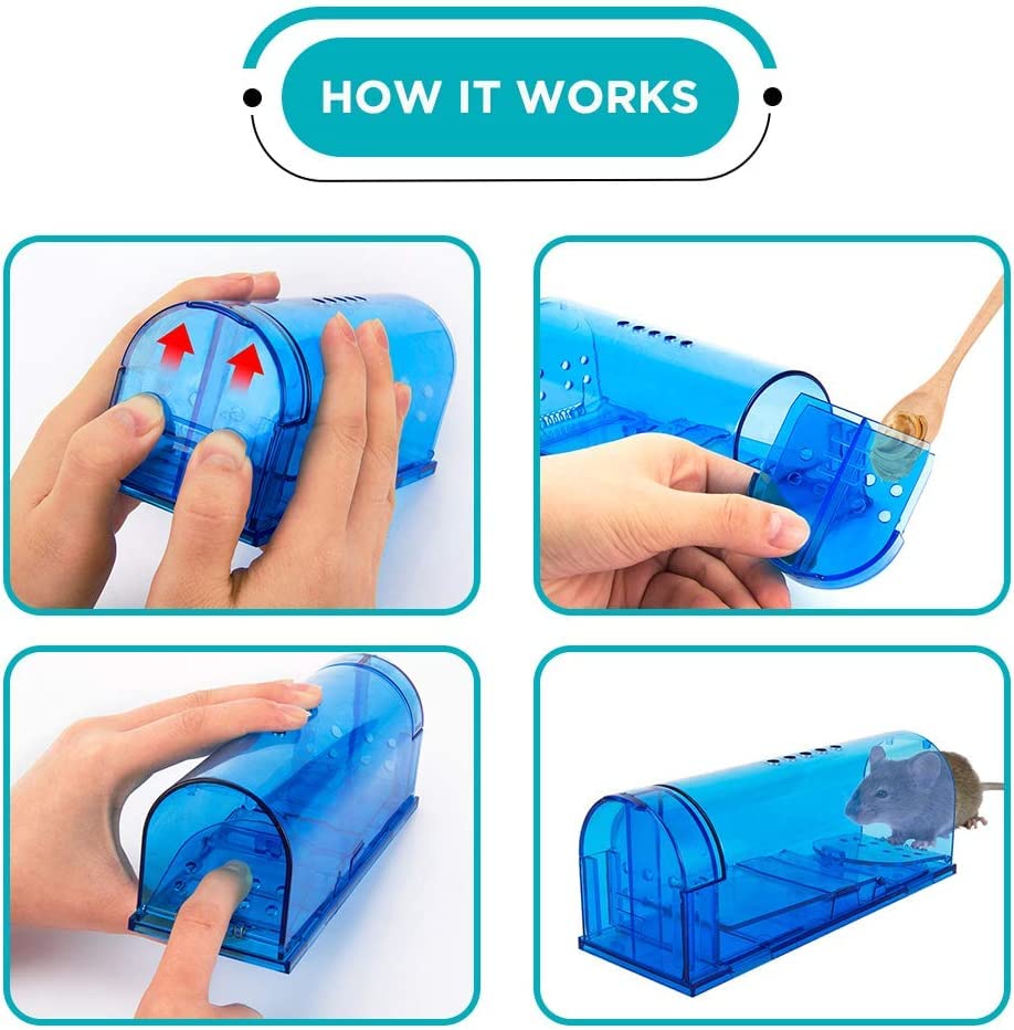 Mouse Traps, Humane Mouse Trap, Easy to Set, Mouse Catcher Quick Effective Reusable and Safe for Families (2)