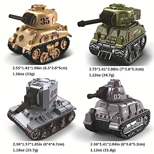 Ai-Fun 4PCS Mini Tank Pull Back Tank Model Toy Military Toy Vehicle for Kids (Solid Color)