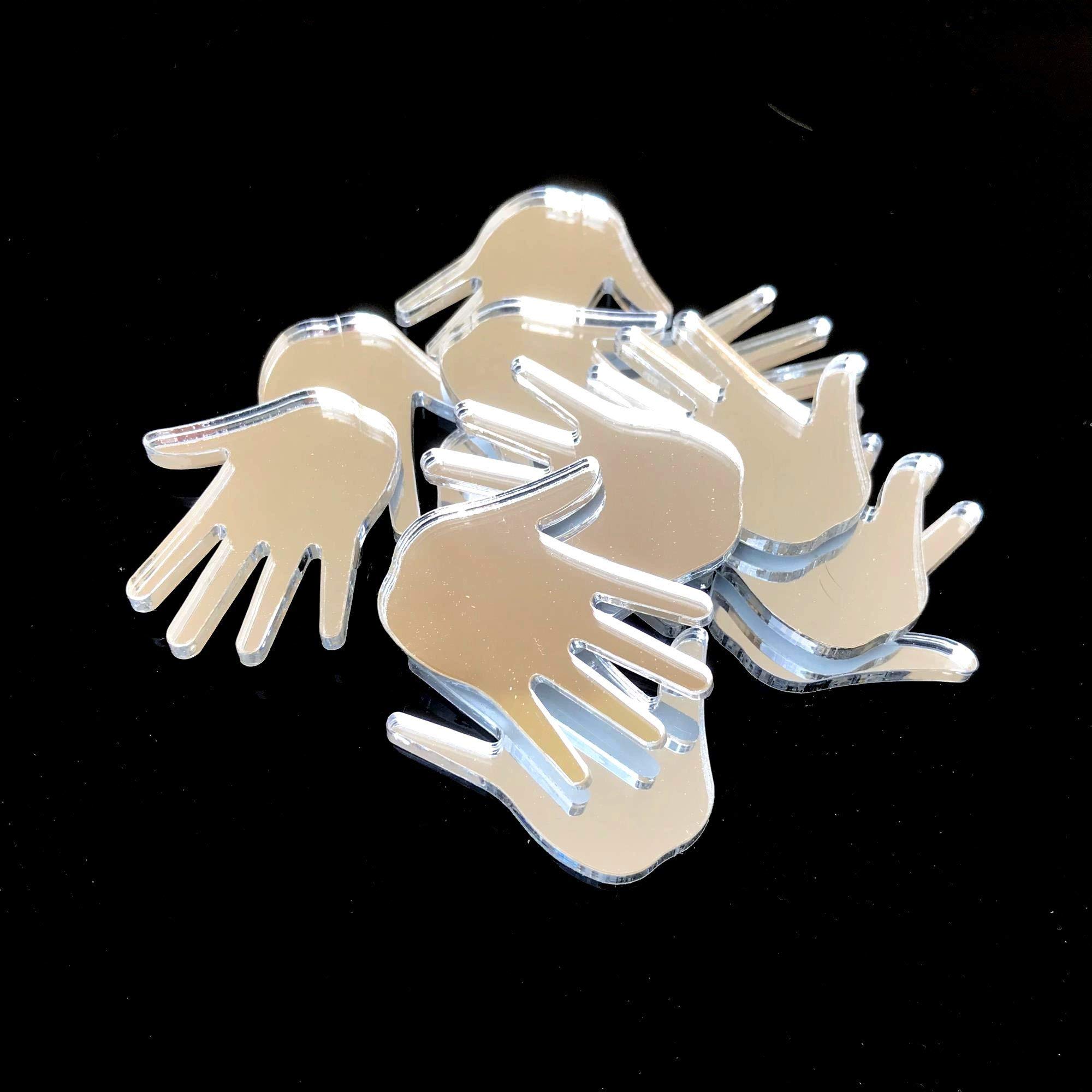 Super Cool Creations Hands Shaped Crafting Mirrors, Set of 10, Many Colours, Shatterproof Acrylic, Bronze Mirror, Pack of 10 x 8cm