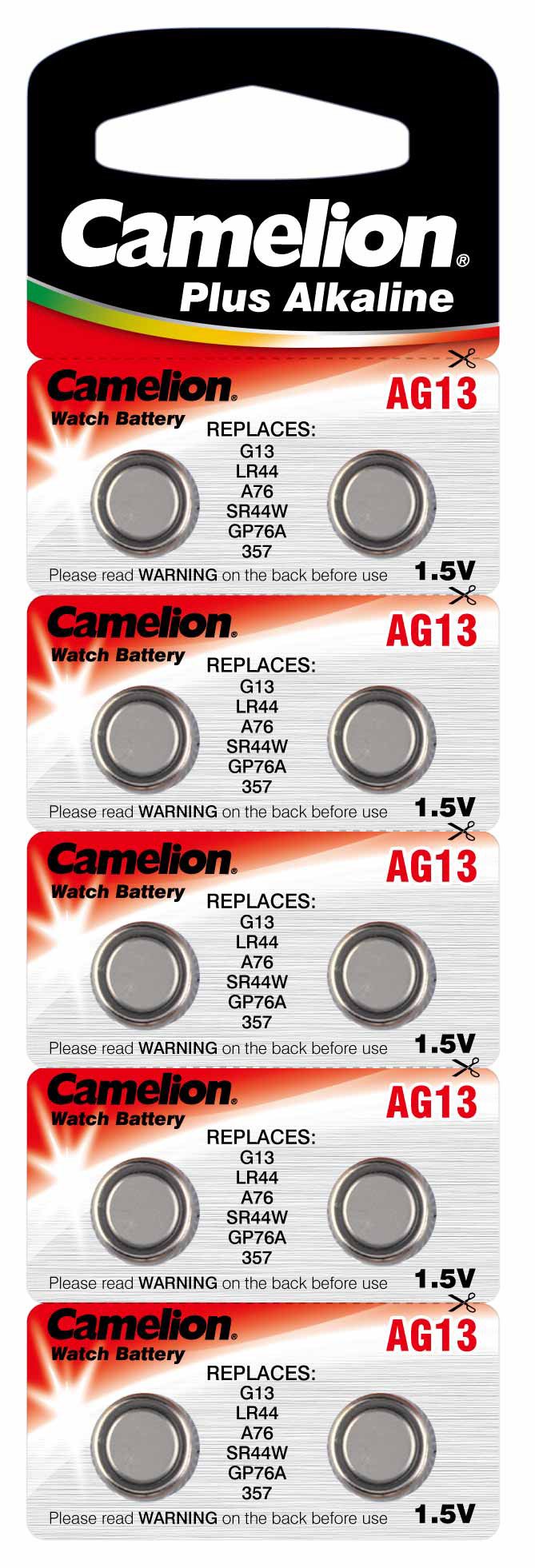 CAMELION 10 LR44 / A76 / AG13 Button Cells, Long Shelf Life (Expiration Date Mark)