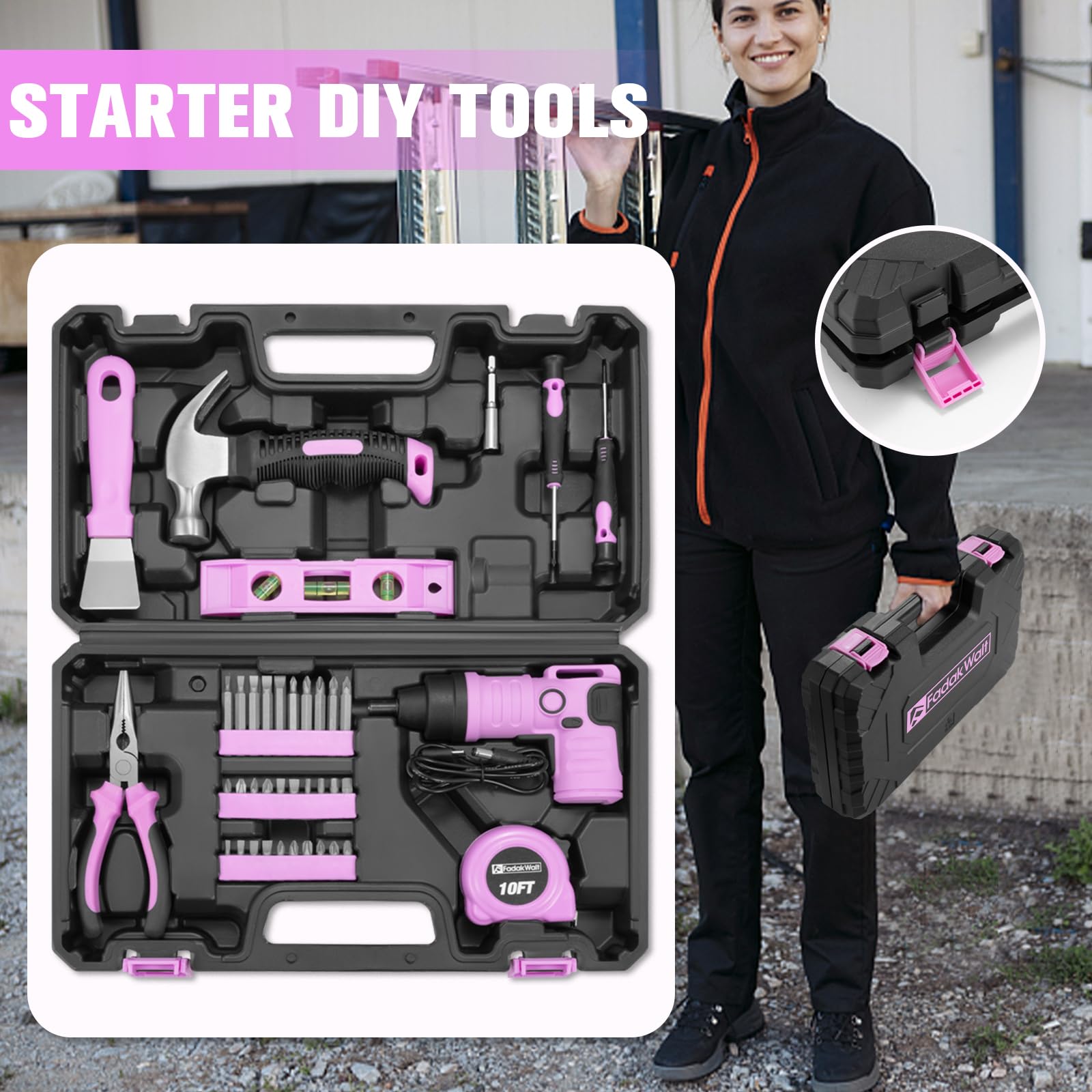 FADAKWALT 40pcs Electric Screwdriver kit with 3.6V USB Electric Screwdriver and drill set, Complete general tool set cordless screwdriver set Rechargeable for Home with Storage Toolbox