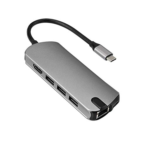 XUNMAIFHB Portable Docking Station,8-in-1 USB Type-c Converter 1 Drag 8 Computer Splitter UHD, SD/TF, USB-C, LAN, USB3.0 (Corrosion Resistant/Fast Cooling) Fast Transmission