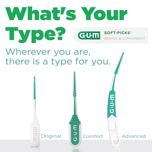 GUM Soft-Picks Wider Space, Easy to Use Dental Picks for Teeth Cleaning and Gum Health, With Convenient Carry Case, Dentist Recommended Dental Floss Picks, 100ct (6pk)