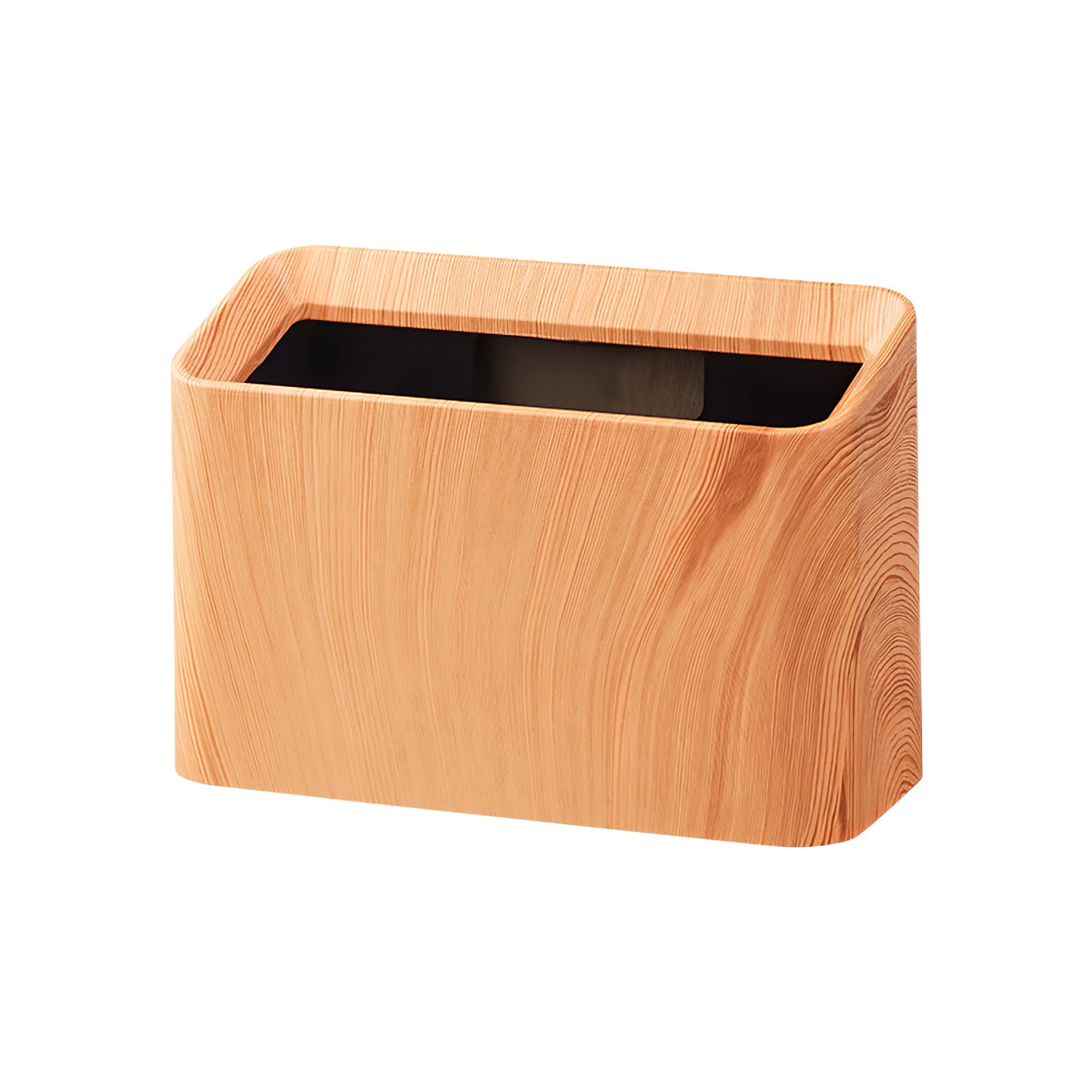 Aiabaleaft Plastic Mini Desktop Trash Can, Simulated Wood Grain Wastebasket, Uncovered Retro Waste Basket, Desktop Trash Can for Kitchens,offices, Living Room, Makeup table Etc (Raw Wood Color)