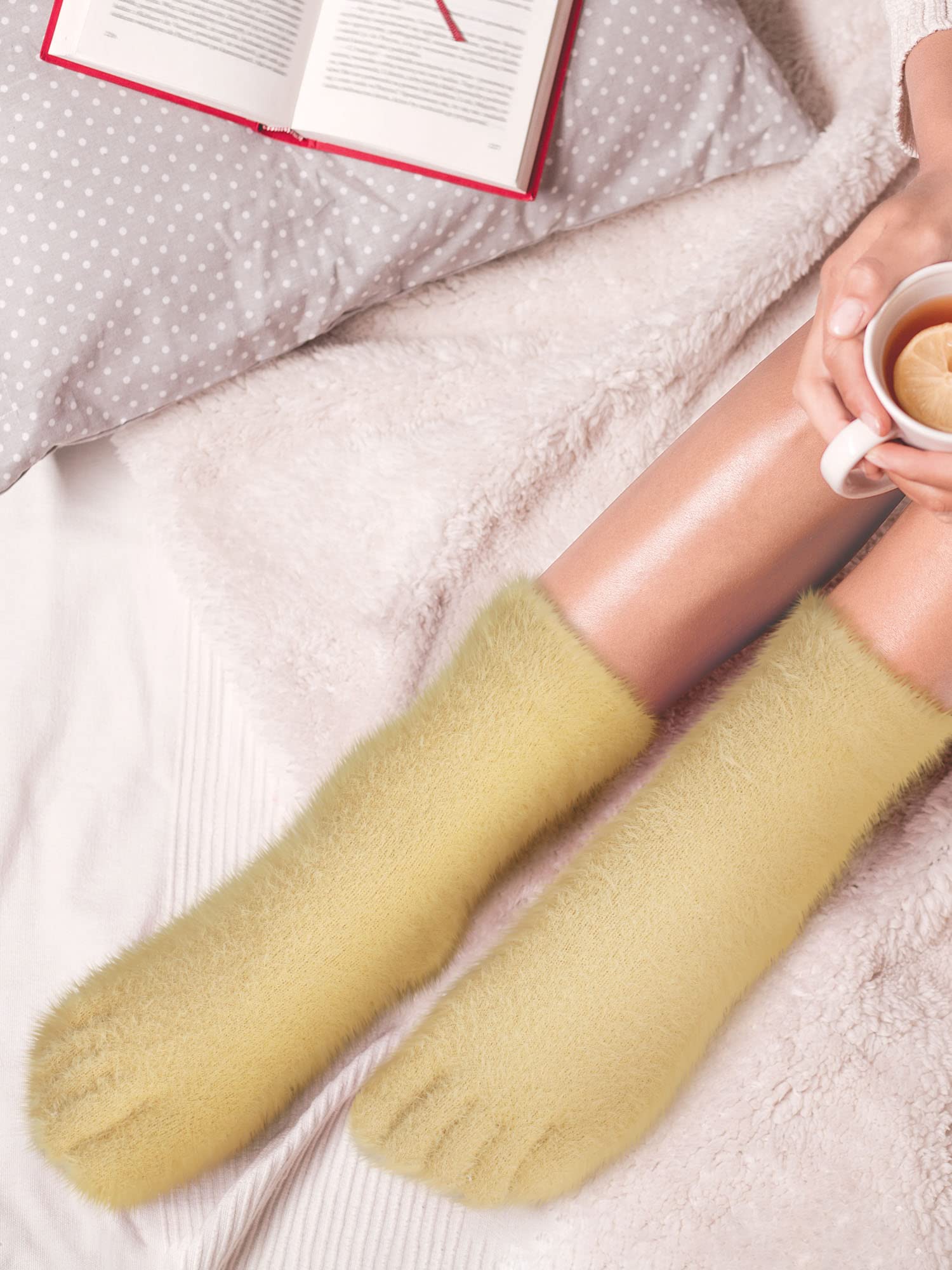 3 Pairs Women Toe Socks Fuzzy Toe Socks Warm Winter Toe Socks Five Toe Socks for Women Men, Size 5-8(Black, White, Beige)