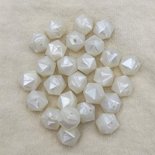 30pcs Pearl White Color 17mm Silicone Icosahedron Beads Silicone Pearl Beads Silicone Geometry Polygon Beads Mom Jewelry Necklace Making