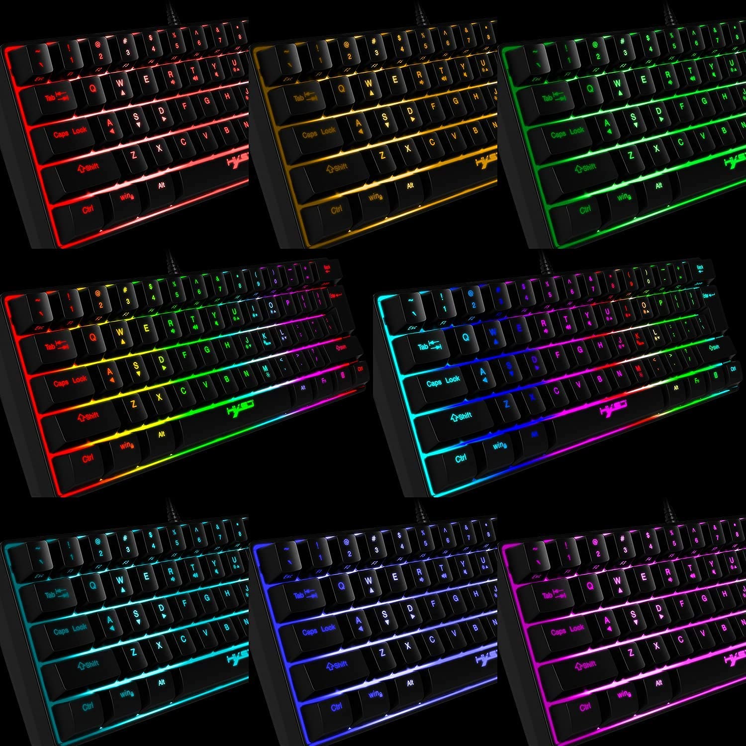 60% Wired Gaming Keyboard and Mouse Combo,RGB Backlit Ultra-Compact Mini 61 Keys Mechanical Feel Keyboard,RGB Backlit 2400 DPI Lightweight Gaming Mouse with Honeycomb Shell for PC/Mac (Black)