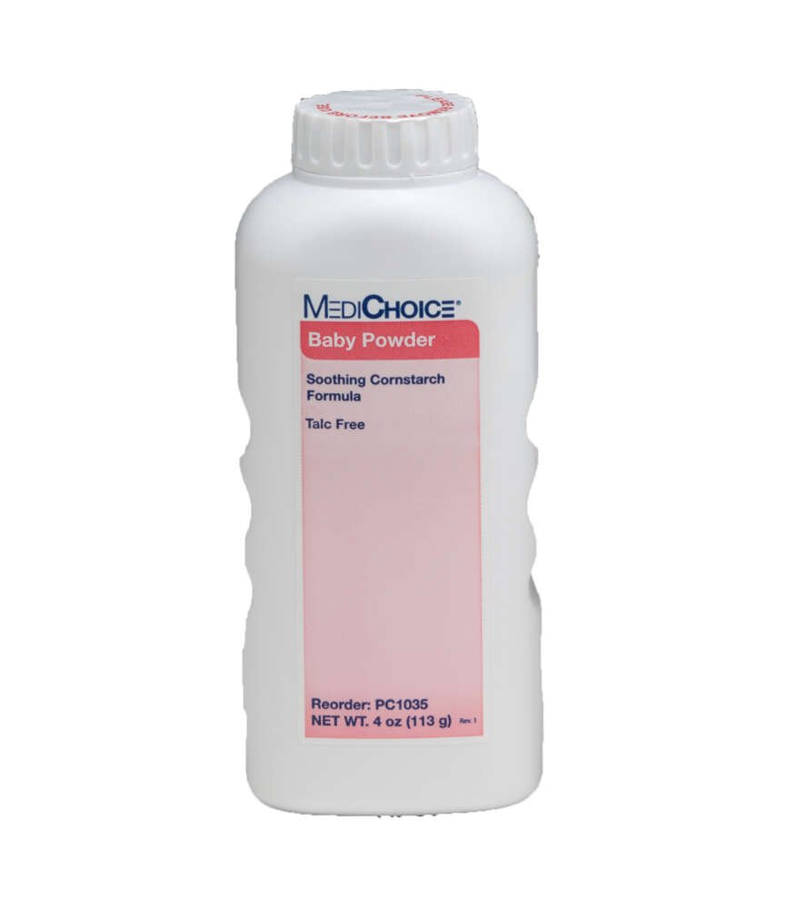 MediChoice Baby Powder, Talc-Free, Food-Grade Cornstarch, 4 Ounce (Box of 12)