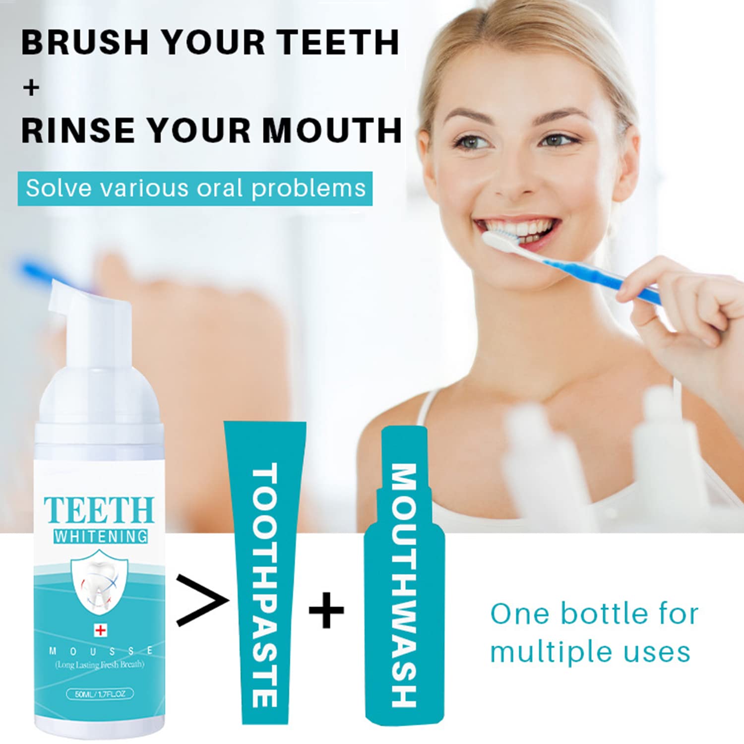 2PCs Teeth Whitening Mousse Foam Refreshing Breath Deep Cleaning Toothpaste,Fresh Breath,Ultra-fine Mousse Whitening Toothpaste Foam Oral Care,Toothpaste Mouthwash