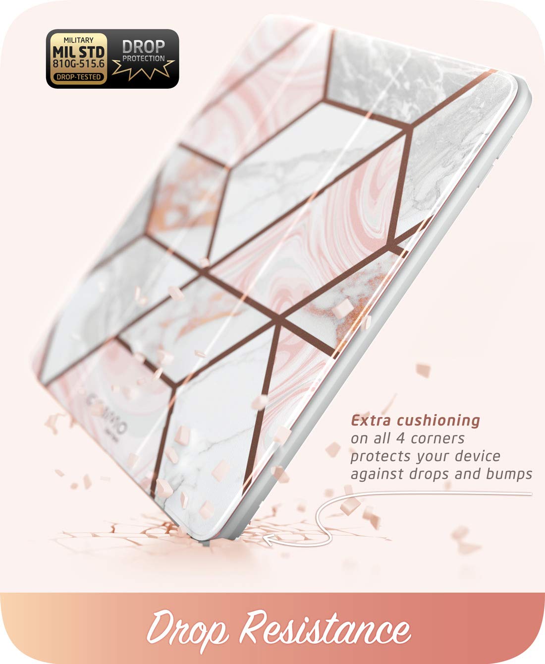 i-Blason Case for iPad 6th Generation, iPad 9.7 Case 2018/2017, [Built-in Screen Protector] Full-Body Trifold [Cosmo] Smart Cover with Auto Sleep/Wake & Pencil Holder for Apple iPad 9.7 Inch (Marble)