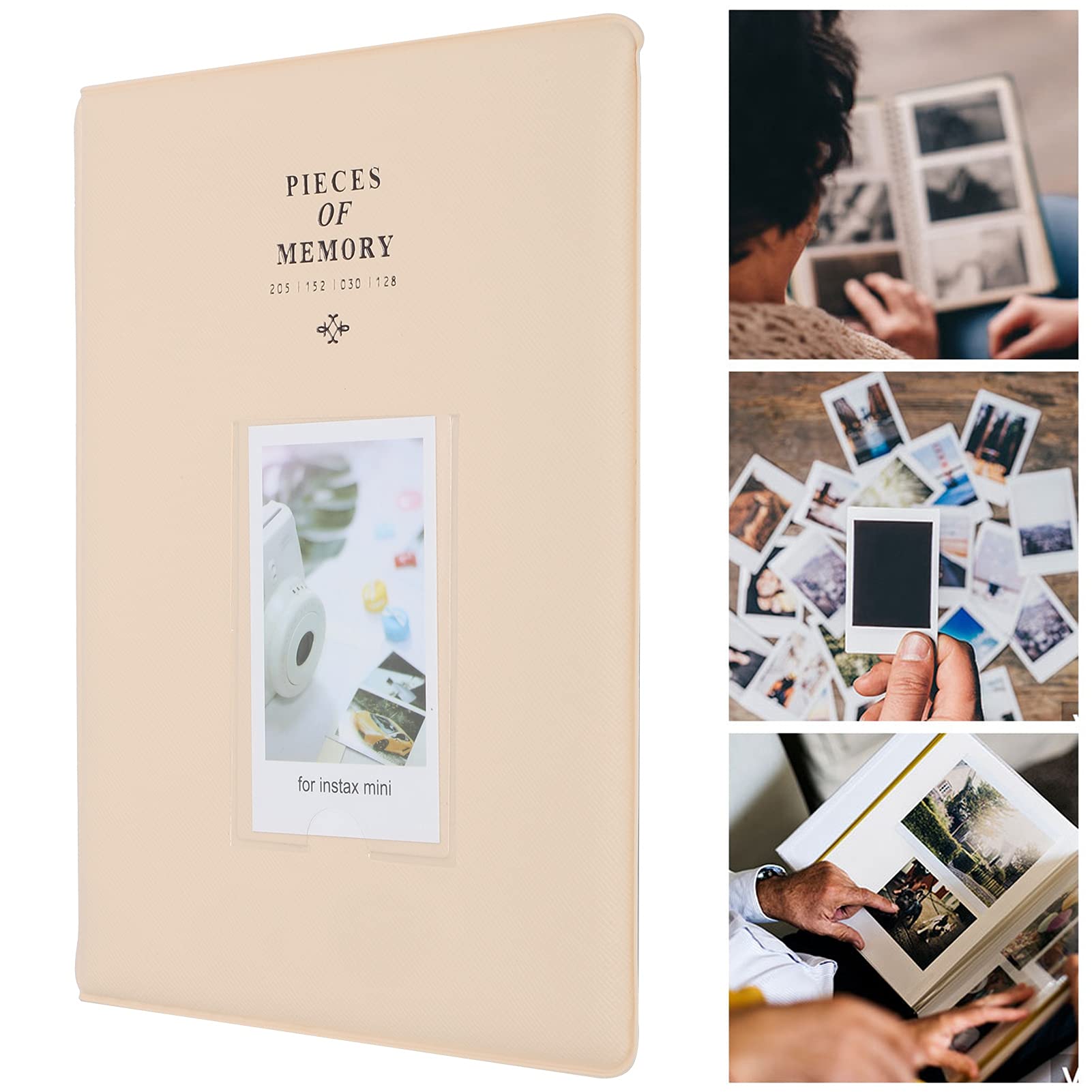 3in 128 Pockets Universal Photo Album Business Card Holder for Mini (Beige)