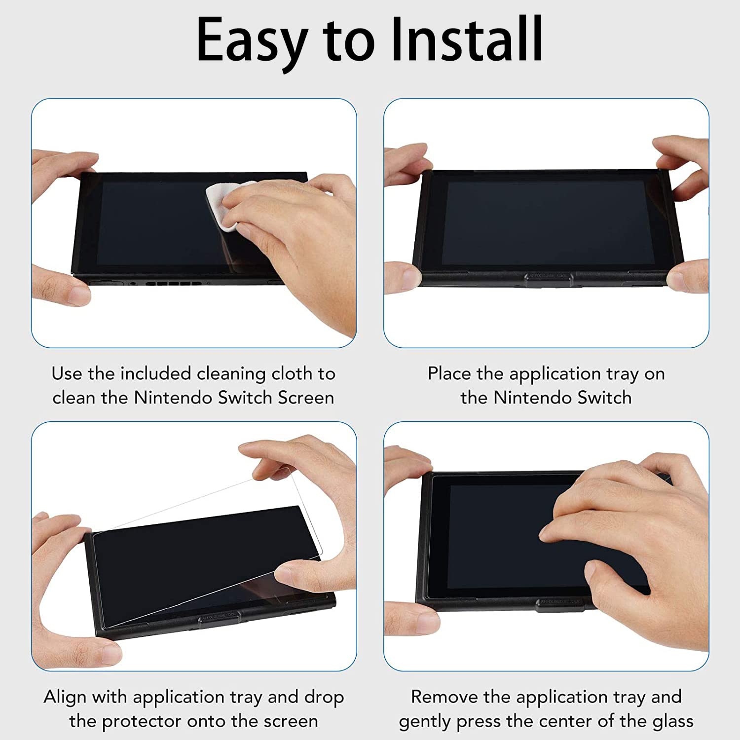 2Pcs Tempered Glass Screen Protector Compatible with Switch OLED Model, High Definition, Scratch, Crack Resistant, Anti-Fingerprint, Bubble Free