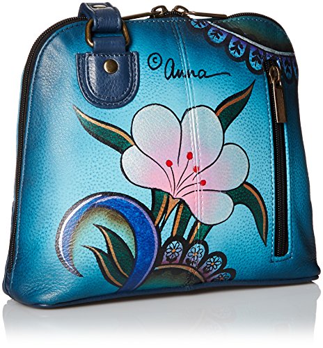 Anna by Anuschka Women's Hand Painted Leather Small Multi Compartment Zip-Around Organizer, Denim Paisley Floral