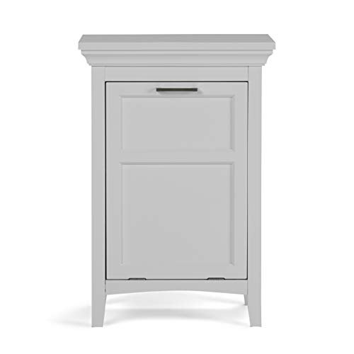 SIMPLIHOME Avington 29.9 inch H x 20.5 inch W Laundry Hamper in Pure White with 1 Storage Compartment, for the Bathroom