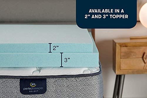 Serta ThermaGel Memory Foam Mattress Topper, King, 3-Inch,Blue